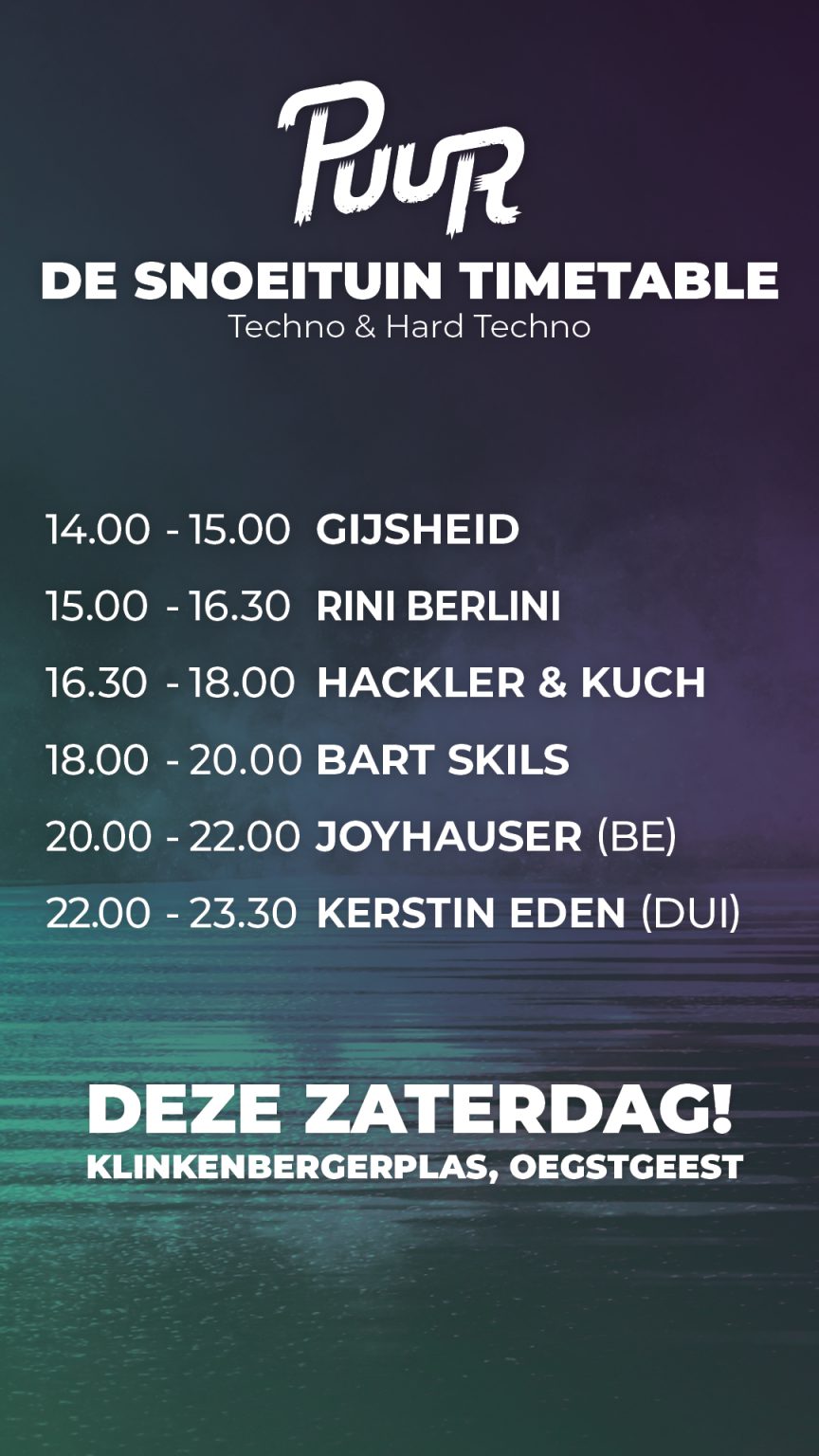 Line-up & Timetables - Puur Festival